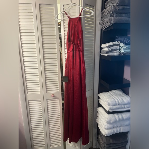 Lulus | Dresses | Lulus Red Long Satin Dress | Poshmark